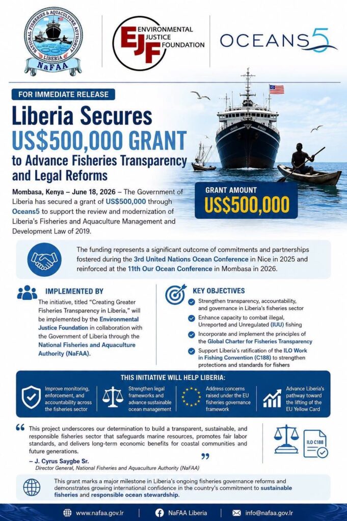 Liberia Secures US$500,000 Grant to Boost Fisheries Transparency and ...